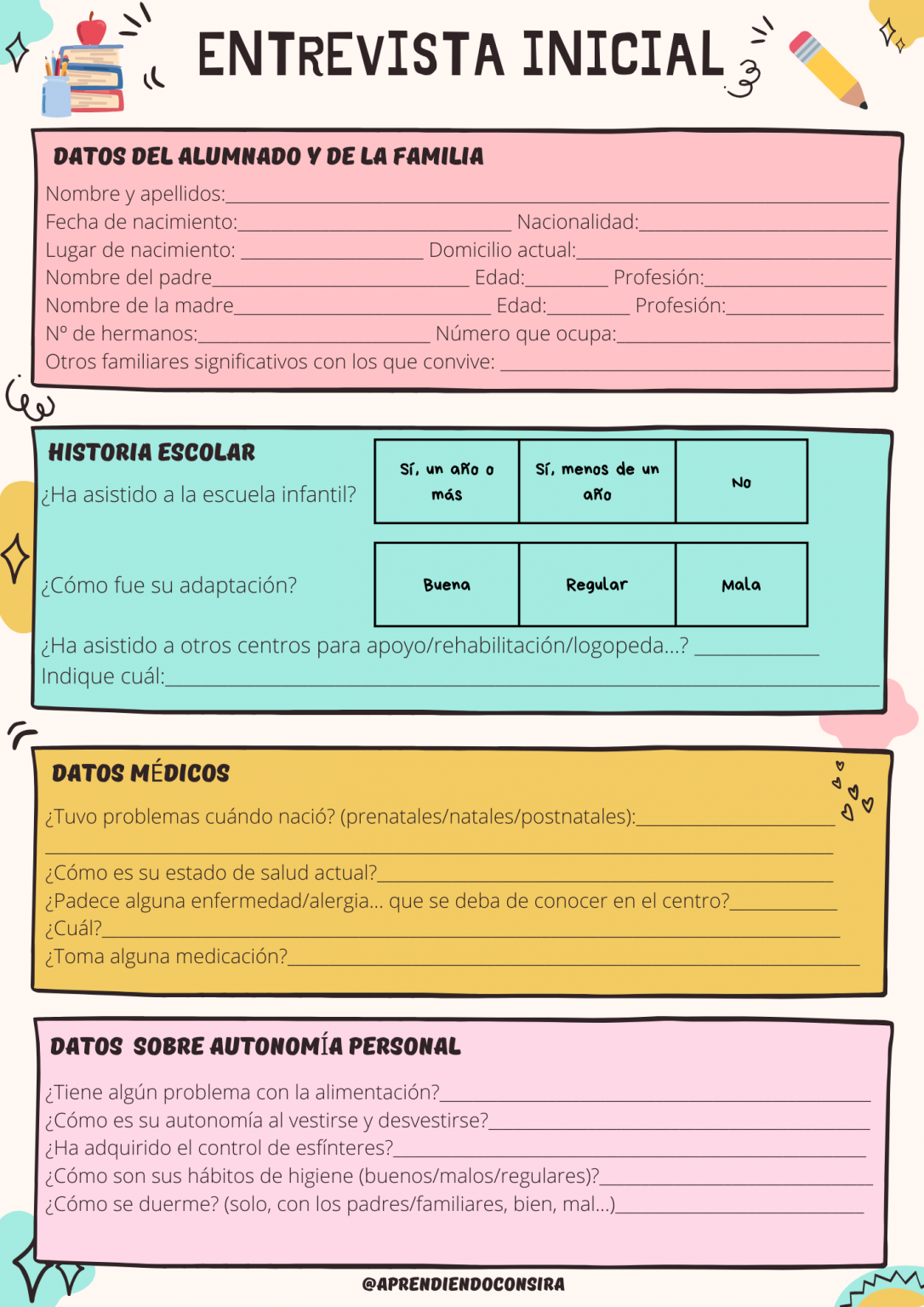 Material para la vuelta al colegio - Aprendiendo con Sira