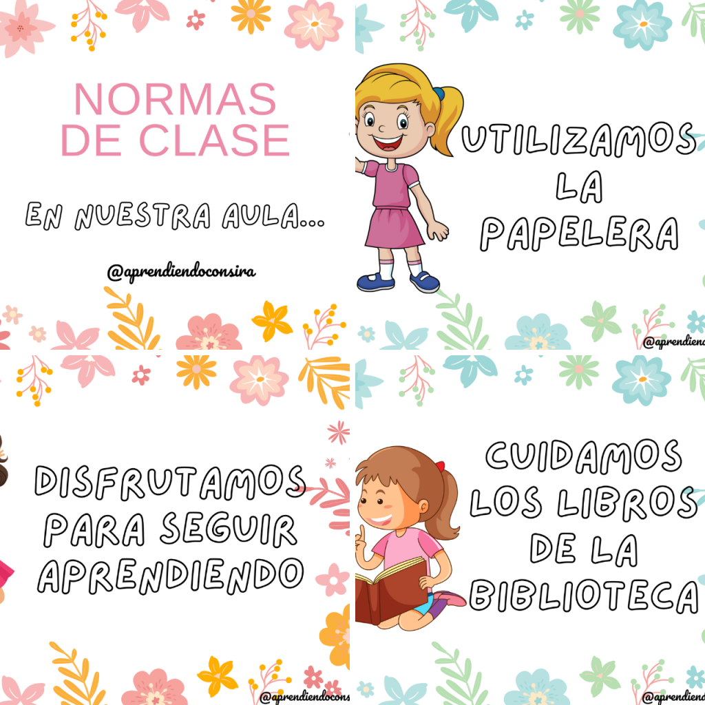 Carteles normas de aula para colegio- Aprendiendo con Sira